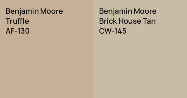 Benjamin Moore Truffle vs. Benjamin Moore Brick House Tan comparison