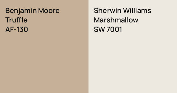 Benjamin Moore Truffle vs. Sherwin Williams Marshmallow comparison