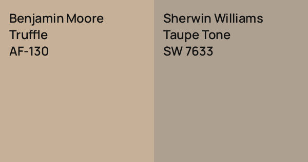 Benjamin Moore Truffle vs. Sherwin Williams Taupe Tone comparison