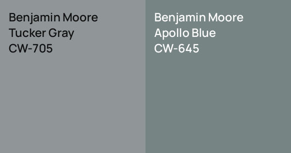Benjamin Moore Tucker Gray vs. Benjamin Moore Apollo Blue comparison