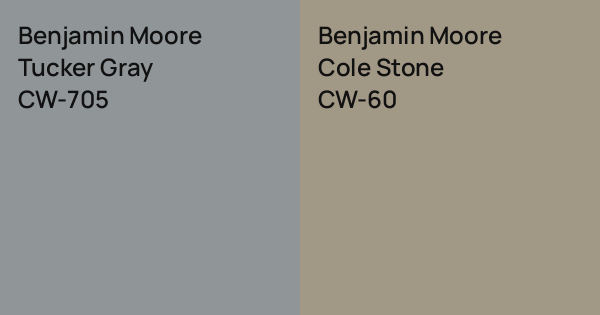Benjamin Moore Tucker Gray vs. Benjamin Moore Cole Stone comparison