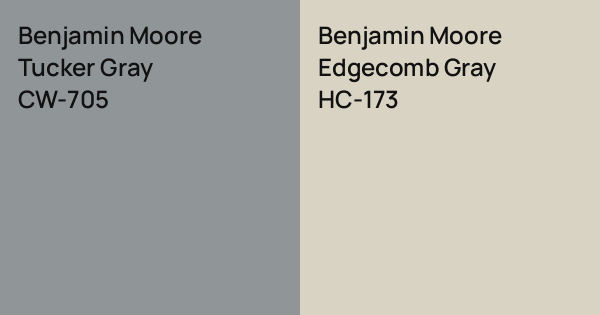Benjamin Moore Tucker Gray vs. Benjamin Moore Edgecomb Gray comparison