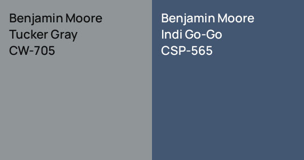 Benjamin Moore Tucker Gray vs. Benjamin Moore Indi Go-Go comparison