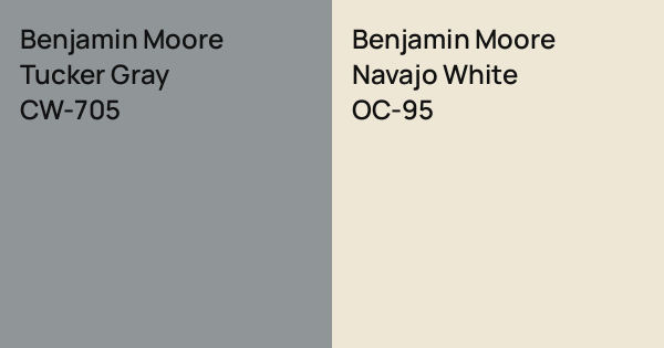 Benjamin Moore Tucker Gray vs. Benjamin Moore Navajo White comparison