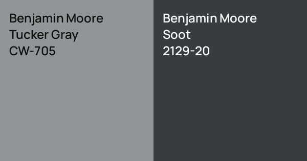 Benjamin Moore Tucker Gray vs. Benjamin Moore Soot comparison