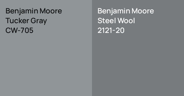 Benjamin Moore Tucker Gray vs. Benjamin Moore Steel Wool comparison