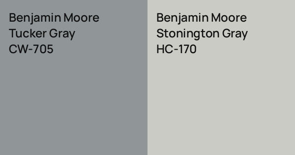 Benjamin Moore Tucker Gray vs. Benjamin Moore Stonington Gray comparison