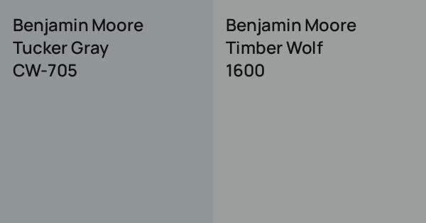 Benjamin Moore Tucker Gray vs. Benjamin Moore Timber Wolf comparison