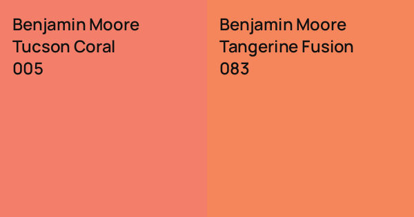 Benjamin Moore Tucson Coral vs. Benjamin Moore Tangerine Fusion comparison