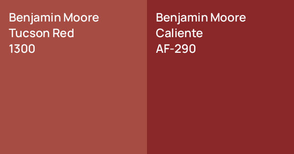 Benjamin Moore Tucson Red vs. Benjamin Moore Caliente comparison