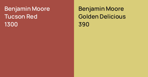 Benjamin Moore Tucson Red vs. Benjamin Moore Golden Delicious comparison