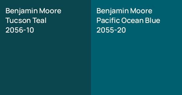 Benjamin Moore Tucson Teal vs. Benjamin Moore Pacific Ocean Blue comparison