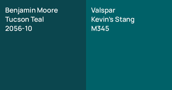 Benjamin Moore Tucson Teal vs. Valspar Kevin's Stang comparison