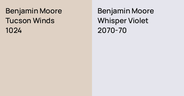 Benjamin Moore Tucson Winds vs. Benjamin Moore Whisper Violet comparison