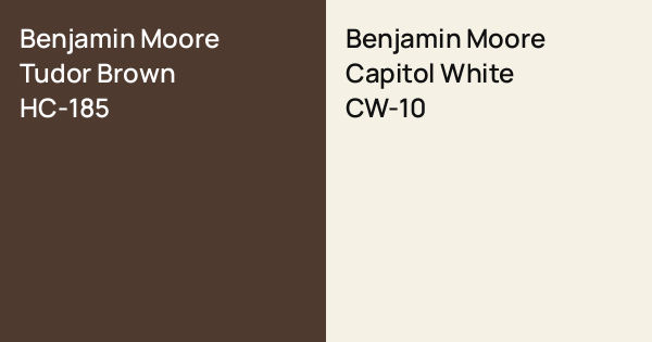 Benjamin Moore Tudor Brown vs. Benjamin Moore Capitol White comparison
