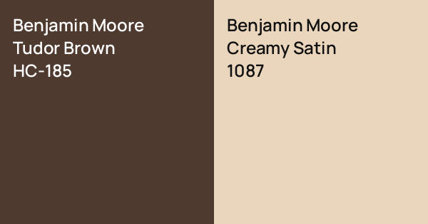 Benjamin Moore Tudor Brown vs. Benjamin Moore Creamy Satin comparison