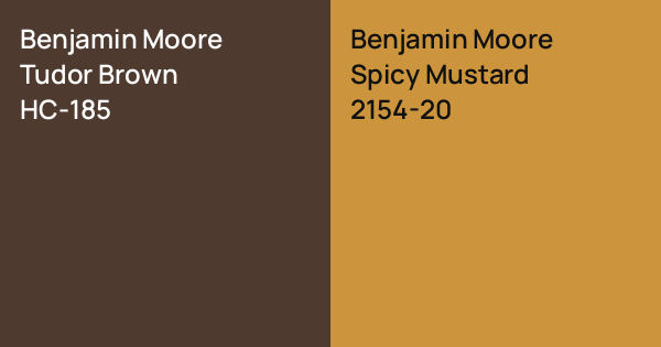 Benjamin Moore Tudor Brown vs. Benjamin Moore Spicy Mustard comparison