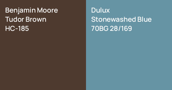 Benjamin Moore Tudor Brown vs. Dulux Stonewashed Blue comparison
