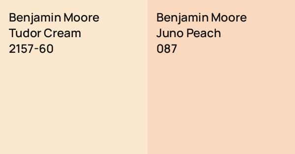 Benjamin Moore Tudor Cream vs. Benjamin Moore Juno Peach comparison