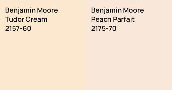 Benjamin Moore Tudor Cream vs. Benjamin Moore Peach Parfait comparison