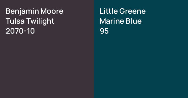Benjamin Moore Tulsa Twilight vs. Little Greene Marine Blue comparison