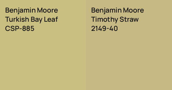Benjamin Moore Turkish Bay Leaf vs. Benjamin Moore Timothy Straw comparison