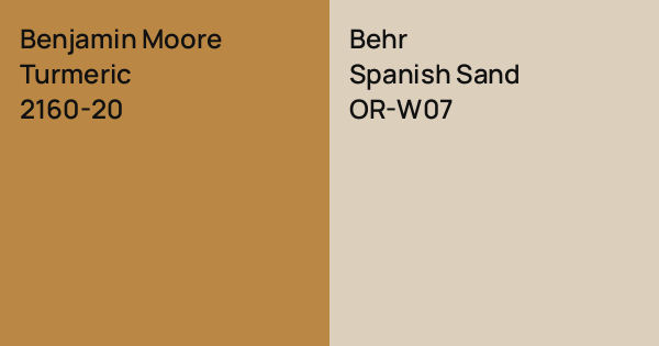 Benjamin Moore Turmeric vs. Behr Spanish Sand comparison
