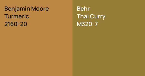 Benjamin Moore Turmeric vs. Behr Thai Curry comparison