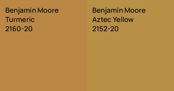 Benjamin Moore Turmeric vs. Benjamin Moore Aztec Yellow comparison