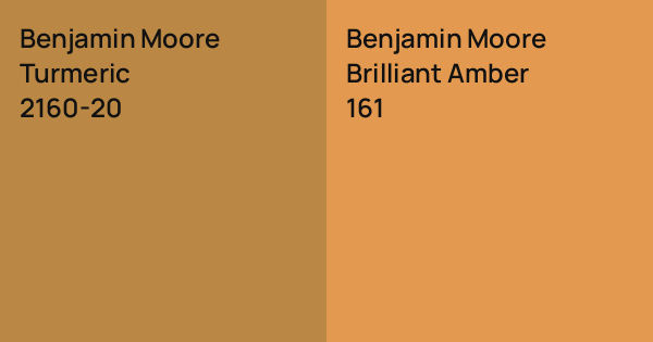 Benjamin Moore Turmeric vs. Benjamin Moore Brilliant Amber comparison