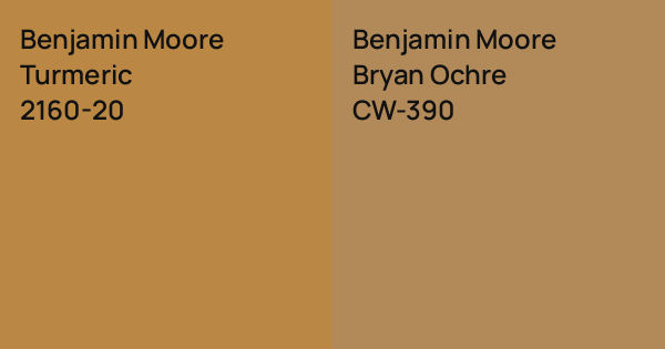 Benjamin Moore Turmeric vs. Benjamin Moore Bryan Ochre comparison