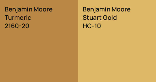 Benjamin Moore Turmeric vs. Benjamin Moore Stuart Gold comparison