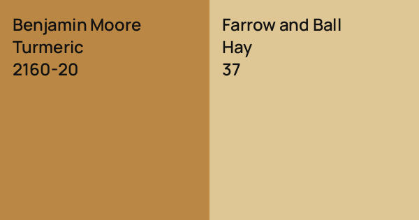 Benjamin Moore Turmeric vs. Farrow and Ball Hay comparison