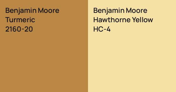 Benjamin Moore Turmeric vs. Benjamin Moore Hawthorne Yellow comparison