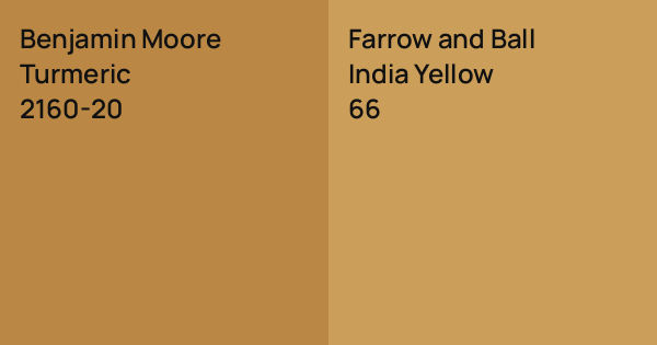 Benjamin Moore Turmeric vs. Farrow and Ball India Yellow comparison