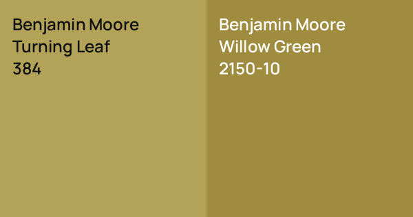 Benjamin Moore Turning Leaf vs. Benjamin Moore Willow Green comparison
