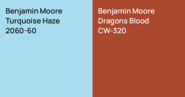 Benjamin Moore Turquoise Haze vs. Benjamin Moore Dragons Blood comparison