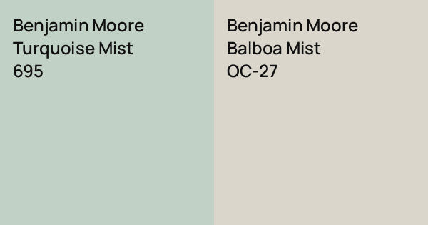 Benjamin Moore Turquoise Mist vs. Benjamin Moore Balboa Mist comparison