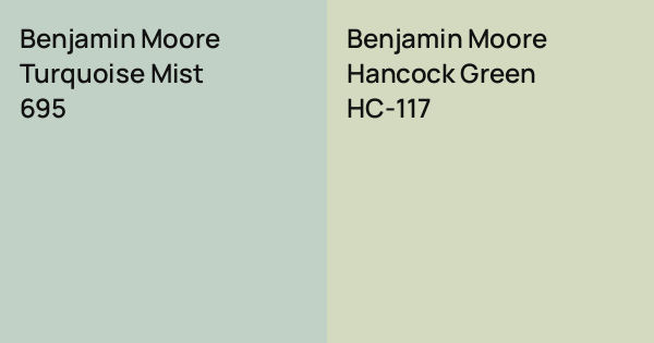 Benjamin Moore Turquoise Mist vs. Benjamin Moore Hancock Green comparison
