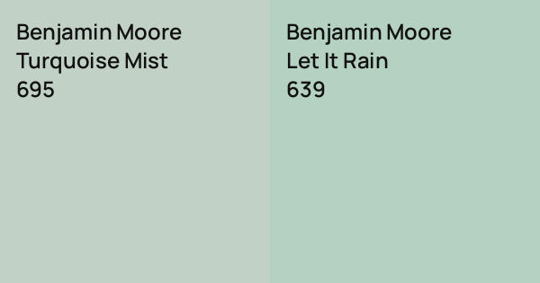 Benjamin Moore Turquoise Mist vs. Benjamin Moore Let It Rain comparison