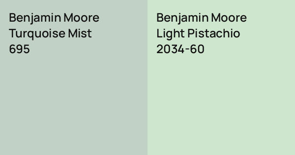 Benjamin Moore Turquoise Mist vs. Benjamin Moore Light Pistachio comparison