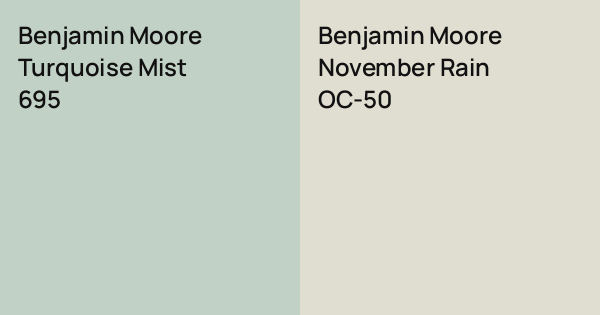 Benjamin Moore Turquoise Mist vs. Benjamin Moore November Rain comparison
