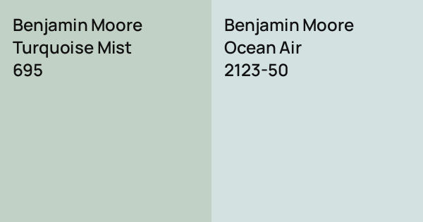 Benjamin Moore Turquoise Mist vs. Benjamin Moore Ocean Air comparison