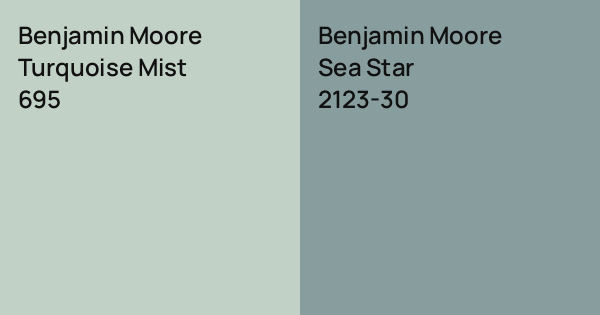 Benjamin Moore Turquoise Mist vs. Benjamin Moore Sea Star comparison