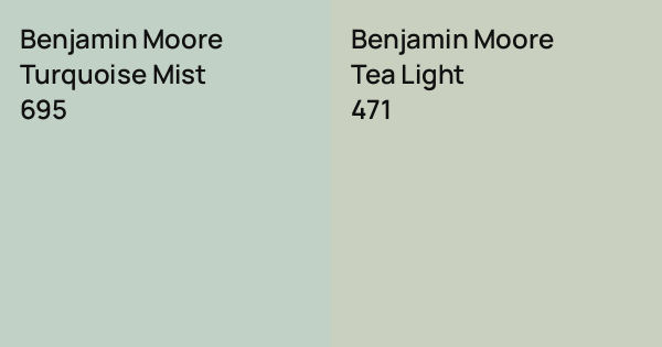 Benjamin Moore Turquoise Mist vs. Benjamin Moore Tea Light comparison