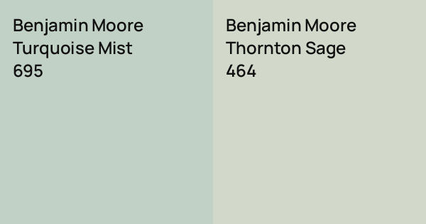Benjamin Moore Turquoise Mist vs. Benjamin Moore Thornton Sage comparison
