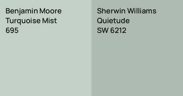 Benjamin Moore Turquoise Mist vs. Sherwin Williams Quietude comparison