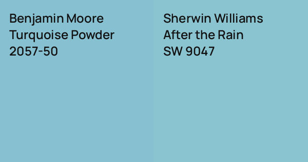 Benjamin Moore Turquoise Powder vs. Sherwin Williams After the Rain ...