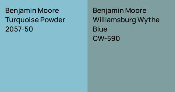 Benjamin Moore Turquoise Powder vs. Benjamin Moore Williamsburg Wythe ...
