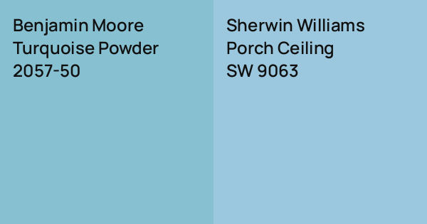Benjamin Moore Turquoise Powder vs. Sherwin Williams Porch Ceiling ...